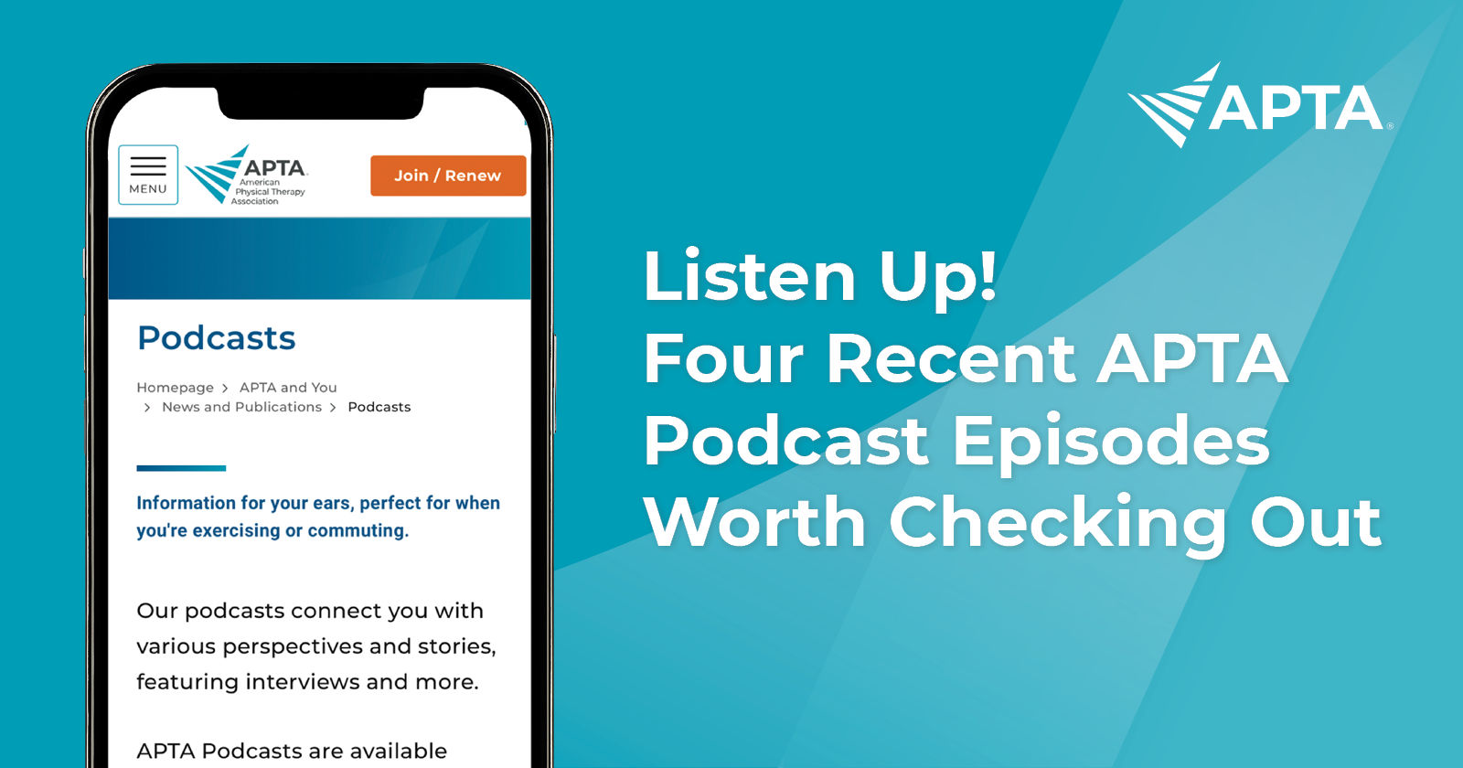 Roundup | Listen Up! Four Recent APTA Podcasts Worth Checking Out | APTA